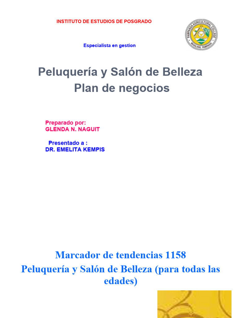 Plan de negocios de peluquería y salón de belleza. | PDF
