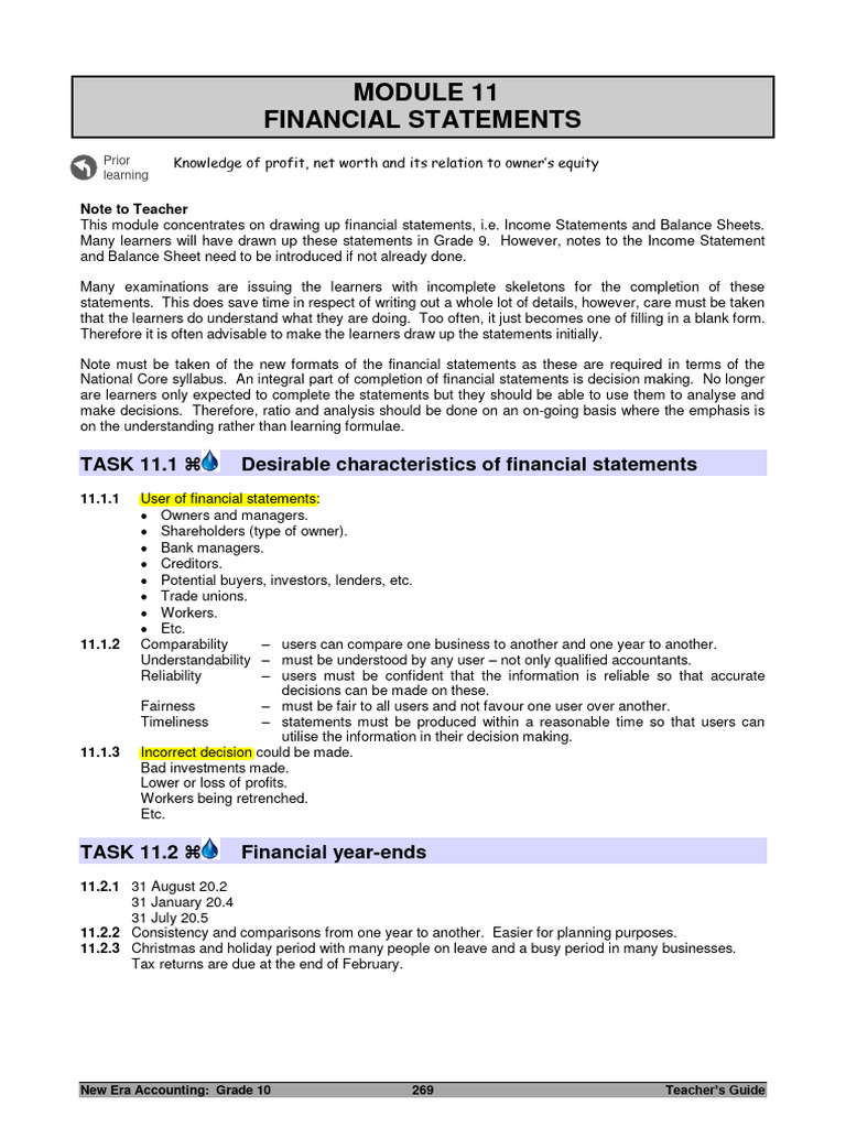 10 Acc Mod 11 Financial Statements Memos Update | PDF