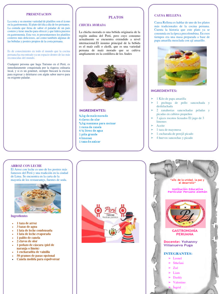 Triptico Comida Peruana | PDF