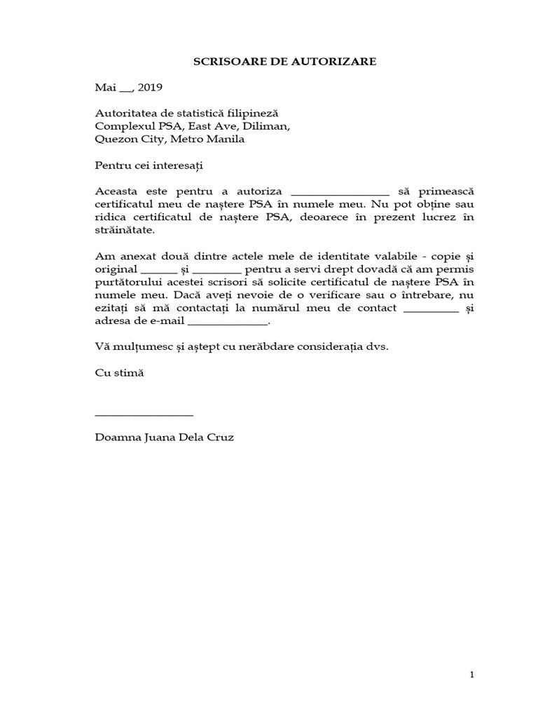 Scrisoare de Autorizare | PDF