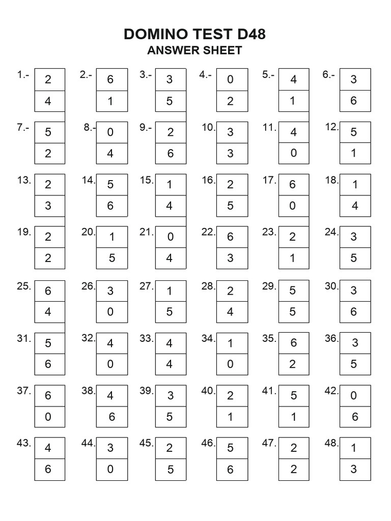 Original Domino d48 Test Answers | PDF