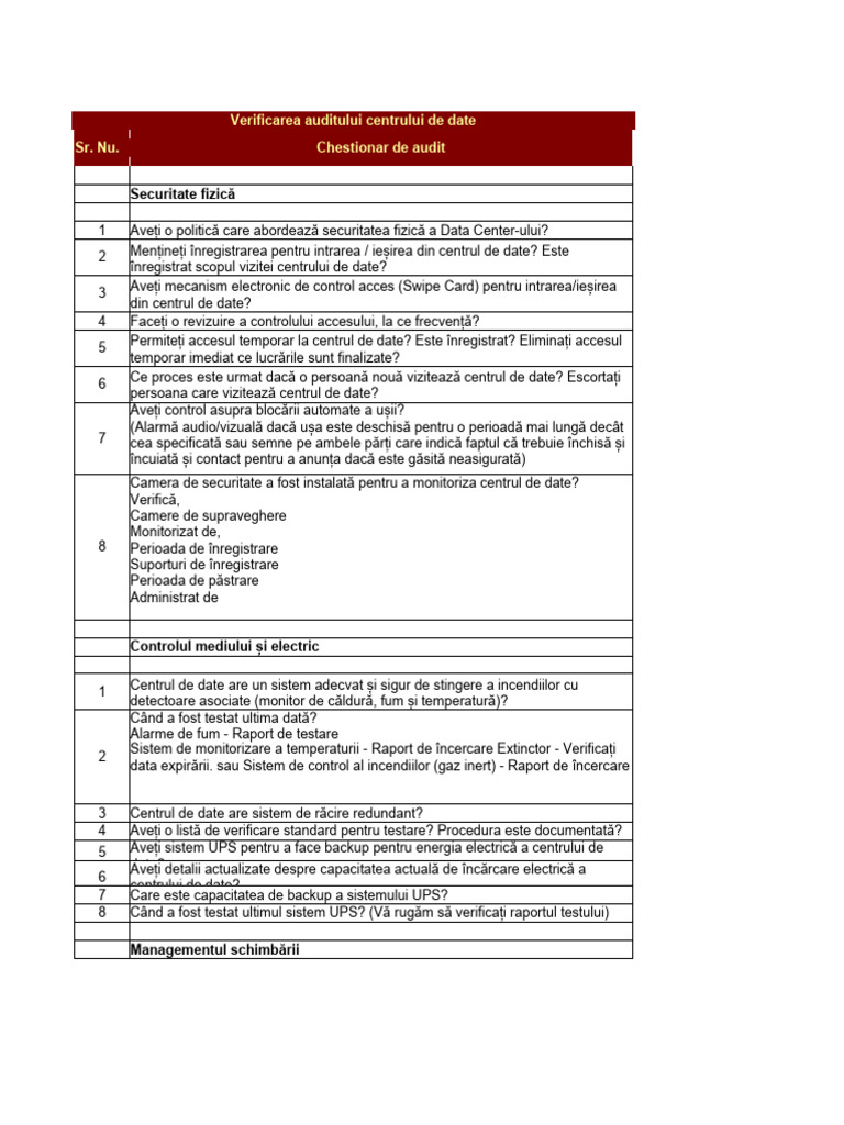 57898497-Data-Center-Audit-Checklist.xls | PDF 57898497-Data-Center-Audit-Checklist.xls | PDF