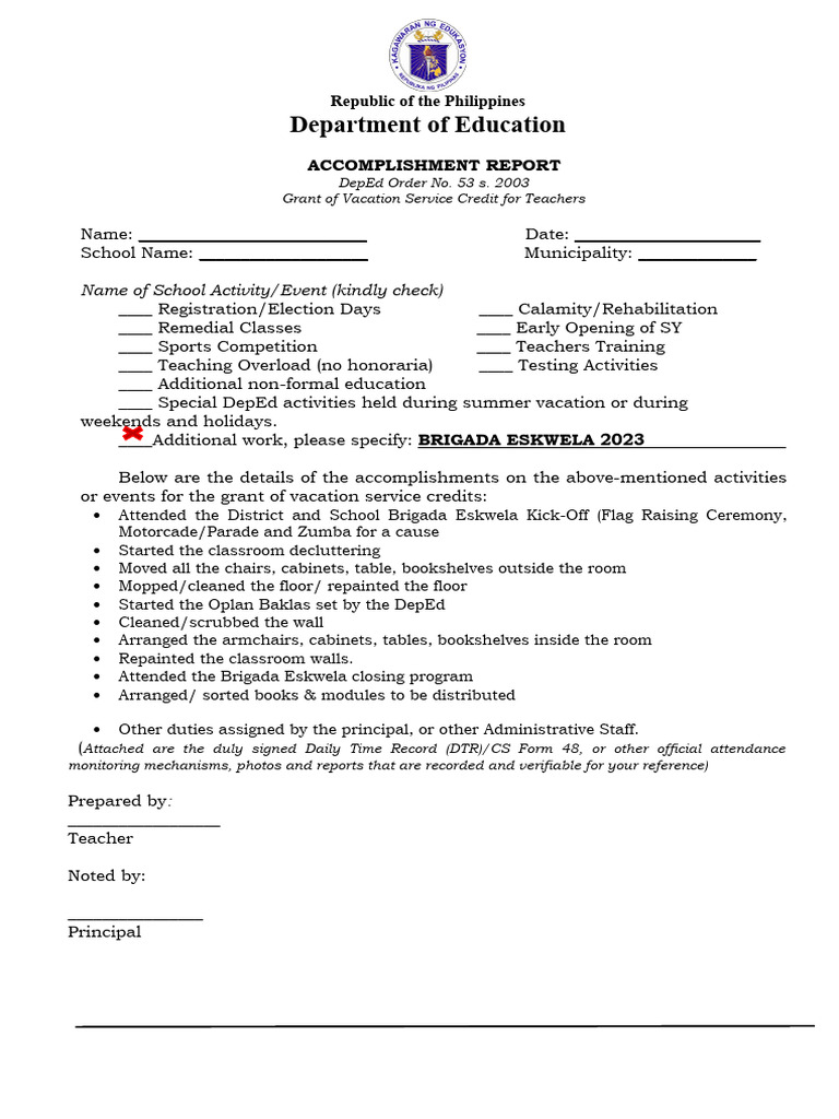 Accomplishment Report 2023 | PDF