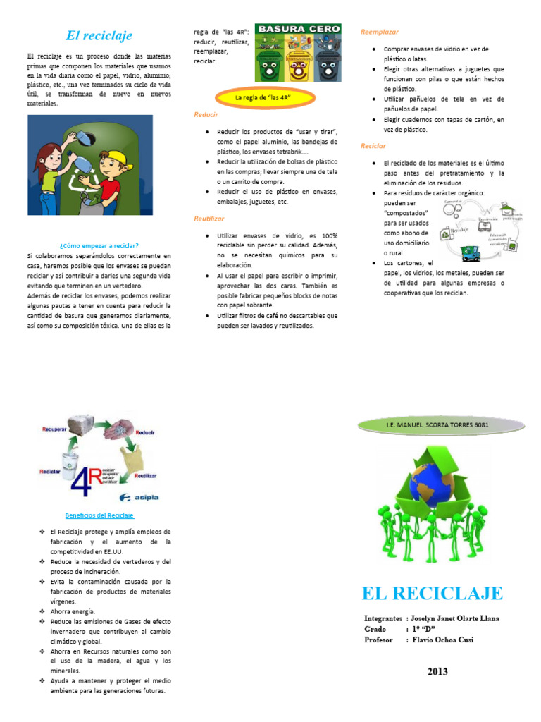 Triptico Del Reciclaje | PDF | Reciclaje | Papel Triptico Del Reciclaje | PDF | Reciclaje | Papel