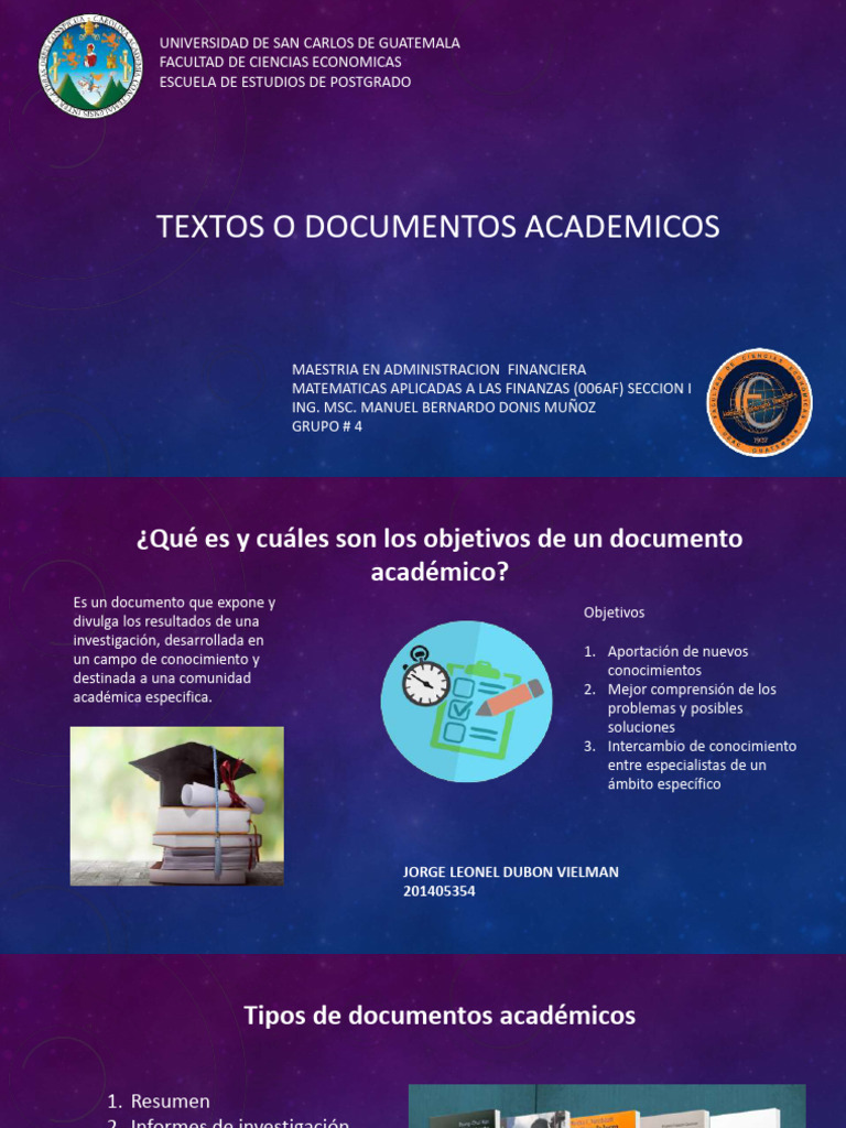 Presentacion (Textos o Documentos Academicos) Grupo 4 | PDF