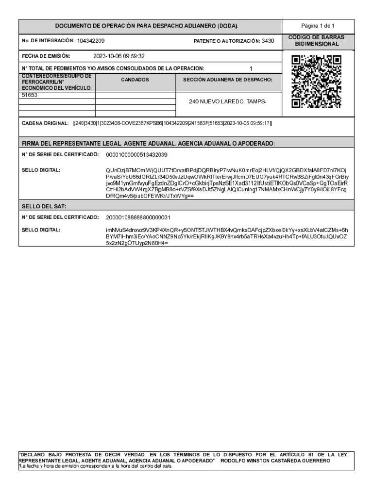 Documento de Operación Aduanera | PDF | Finanzas y dinero | Tecnología