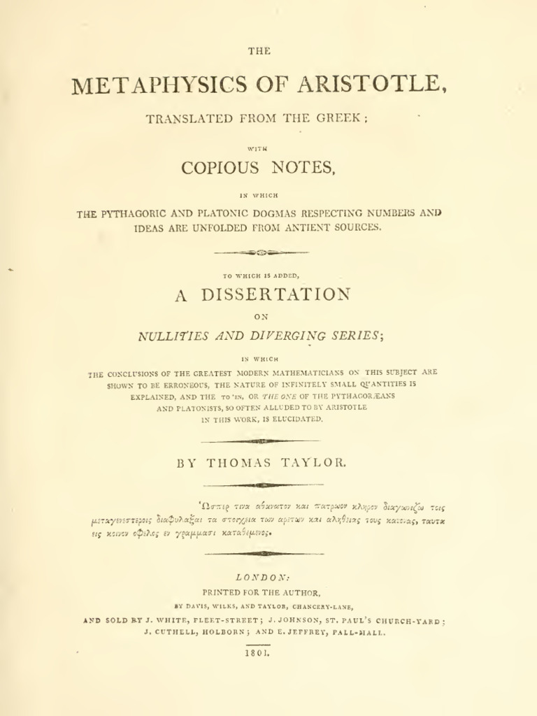 Taylor Metaphysics | PDF | Metaphysics | Ancient Greek Philosophy