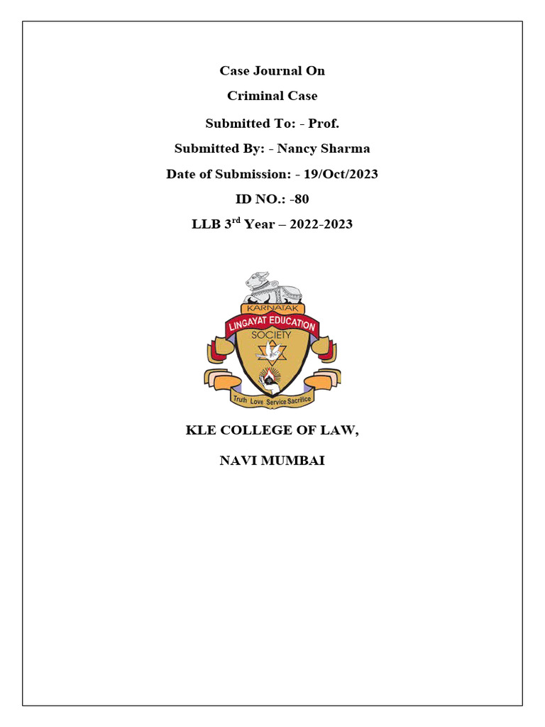 Criminal Case Journal | PDF | Crime & Violence | Justice
