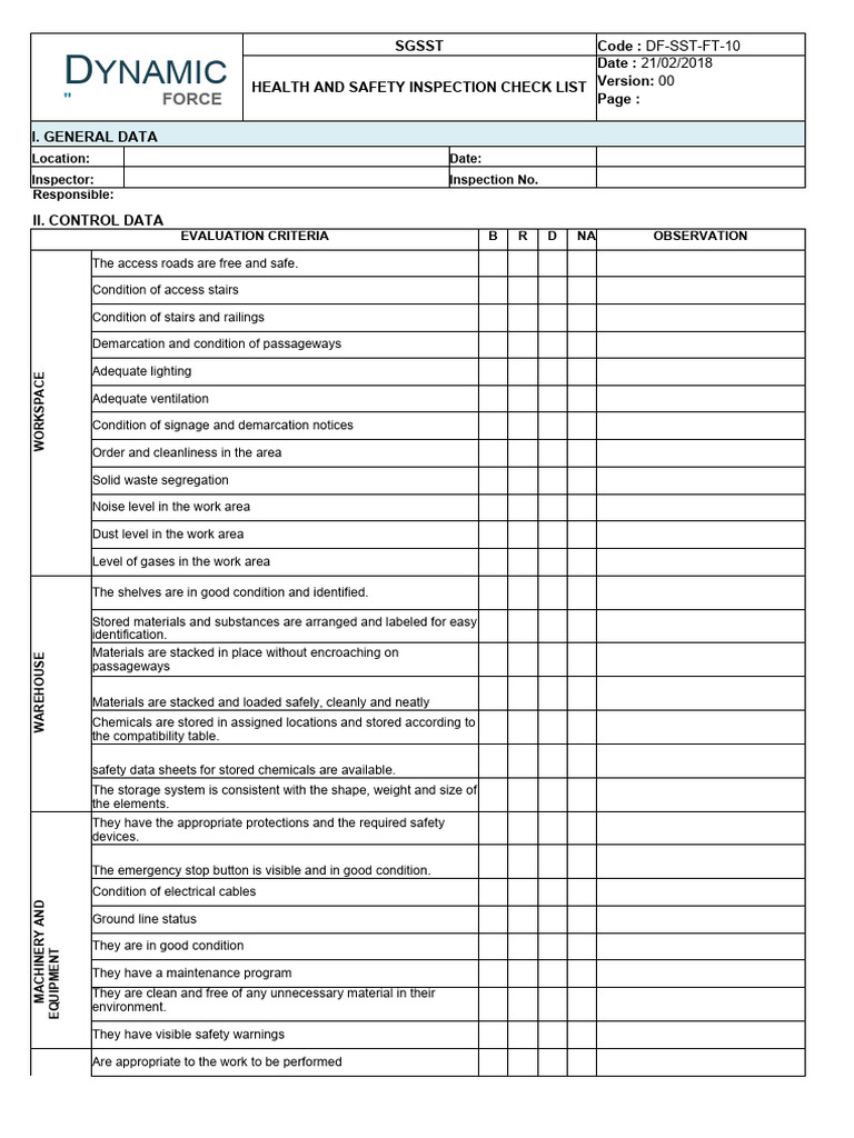 RA-HSE-FT-09.1 Warehouse Inspection Check List | PDF