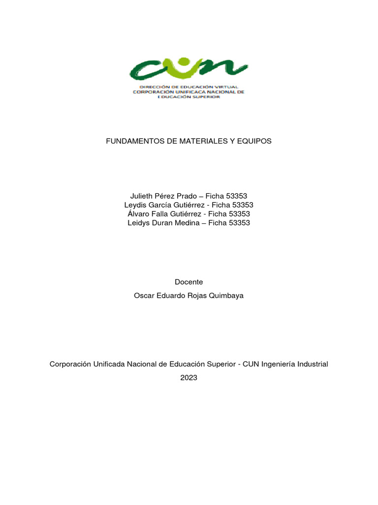 Aca 3 Fundamentos Materiales y Equipos | PDF