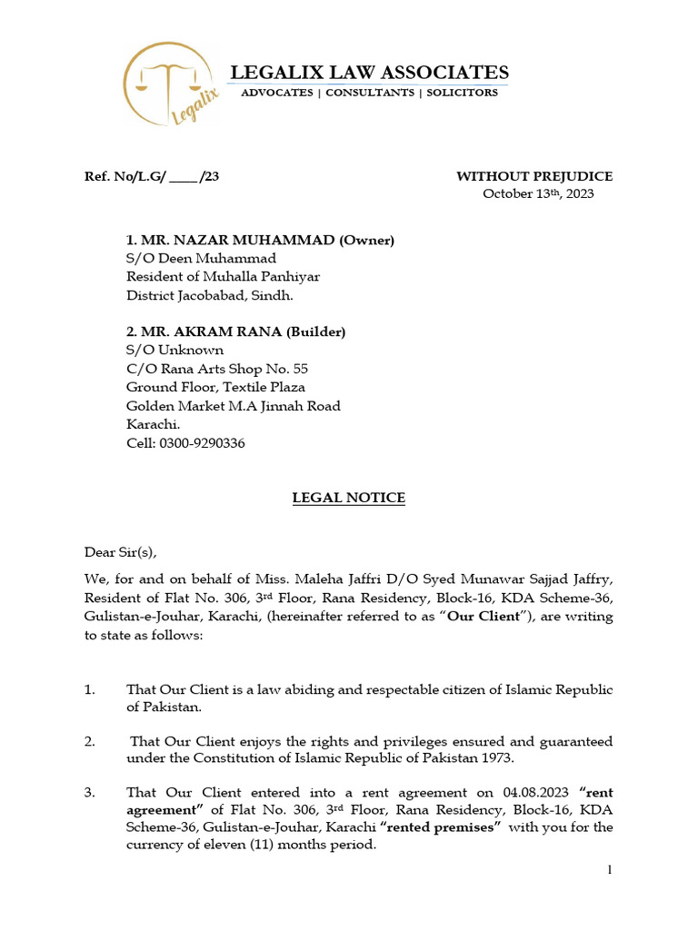 Legal Notice-1 | PDF | Damages | Crimes