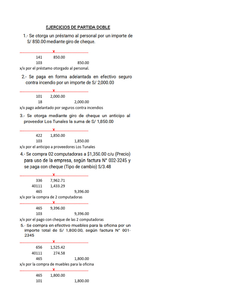 Ejercicios de Partida Doble | PDF | Economias | Servicios financieros
