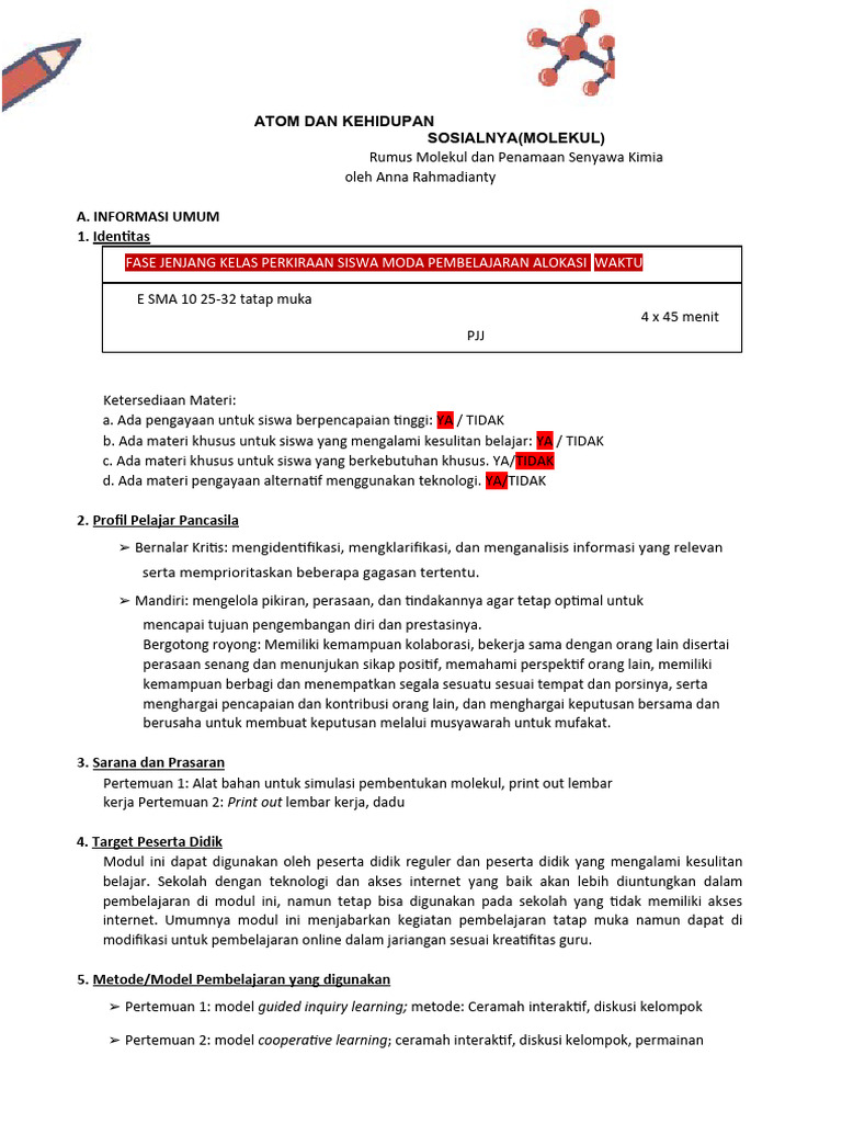 Final MA - Kimia - Anna Rahmadianty - SMA - E - 10.16 | PDF | Karier ...