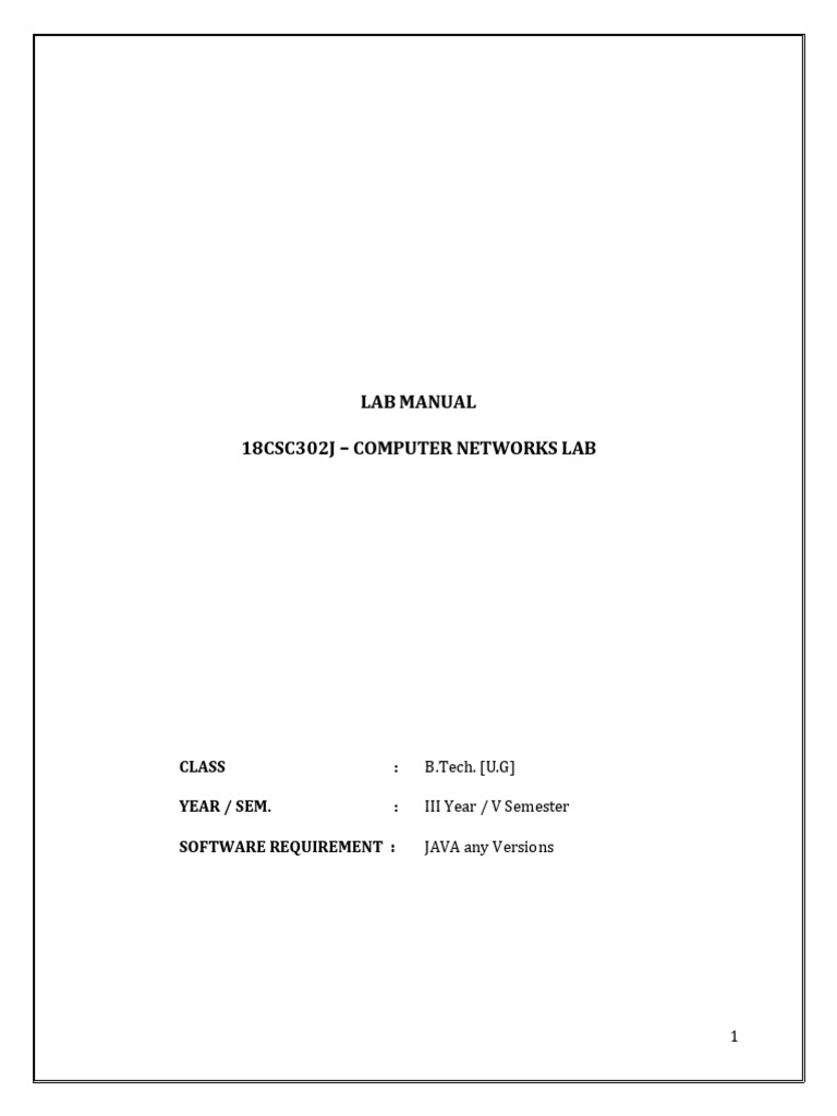18CSC302J CN Lab Manual | PDF | Port (Computer Networking) | Network Socket