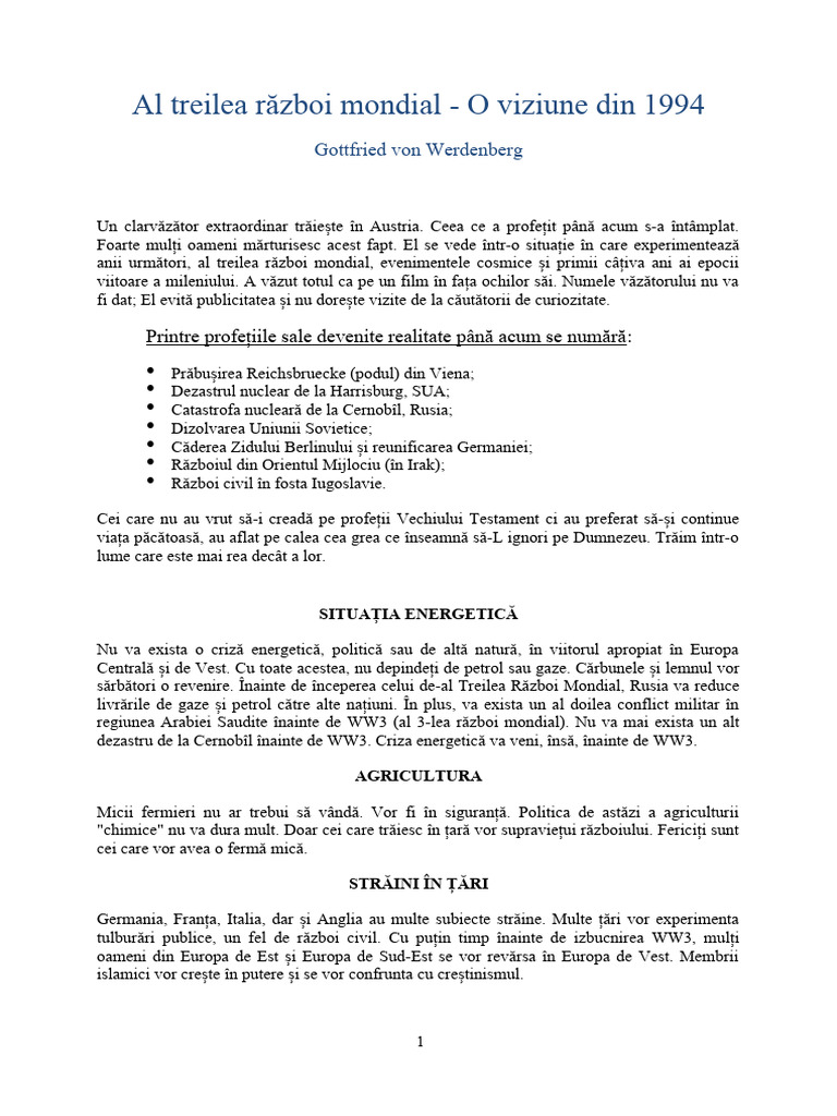 Third World War Gottfried Von Werdenberg PDF | PDF