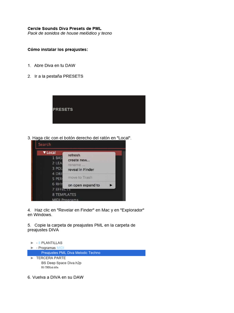 PML Cercle - Diva Melodic Techno Presets MIDI V1.1 - Cómo Instalar - Diva Presets de PML | PDF ...