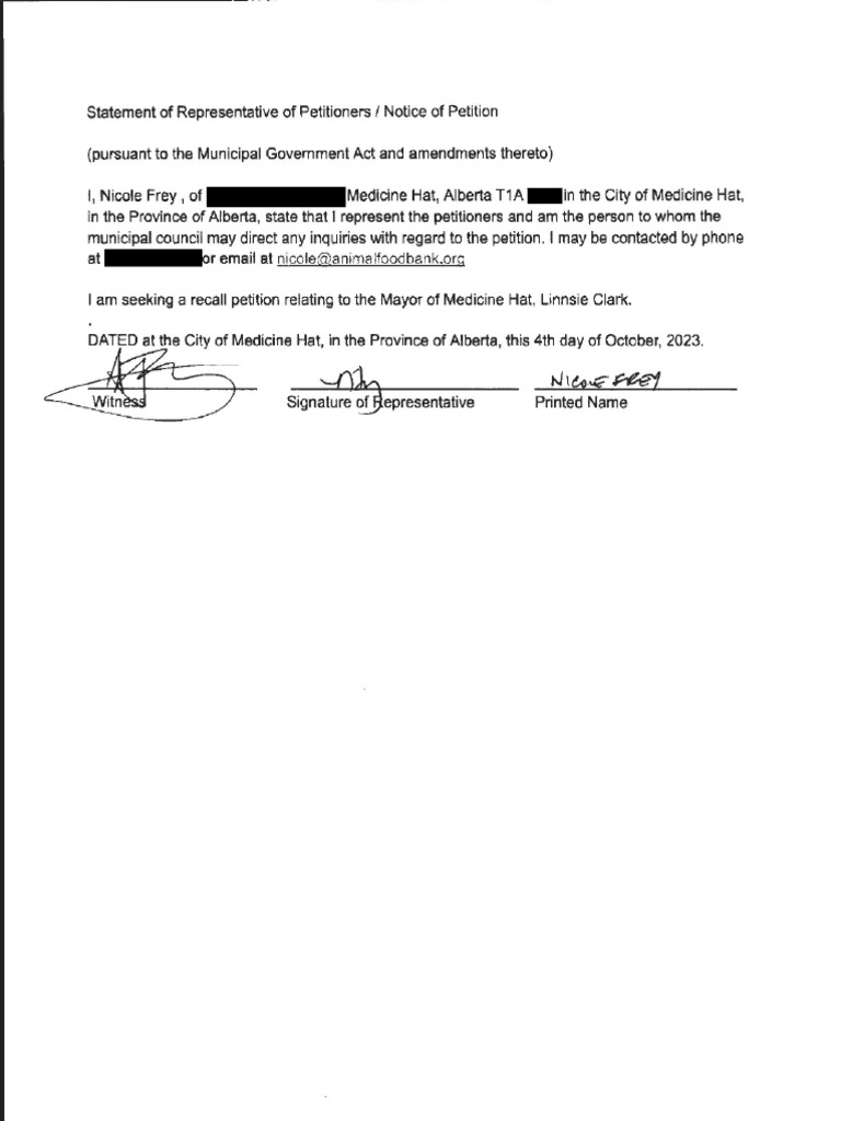 Medicine Hat Notice-Of-Recall-Petition Redacted | PDF