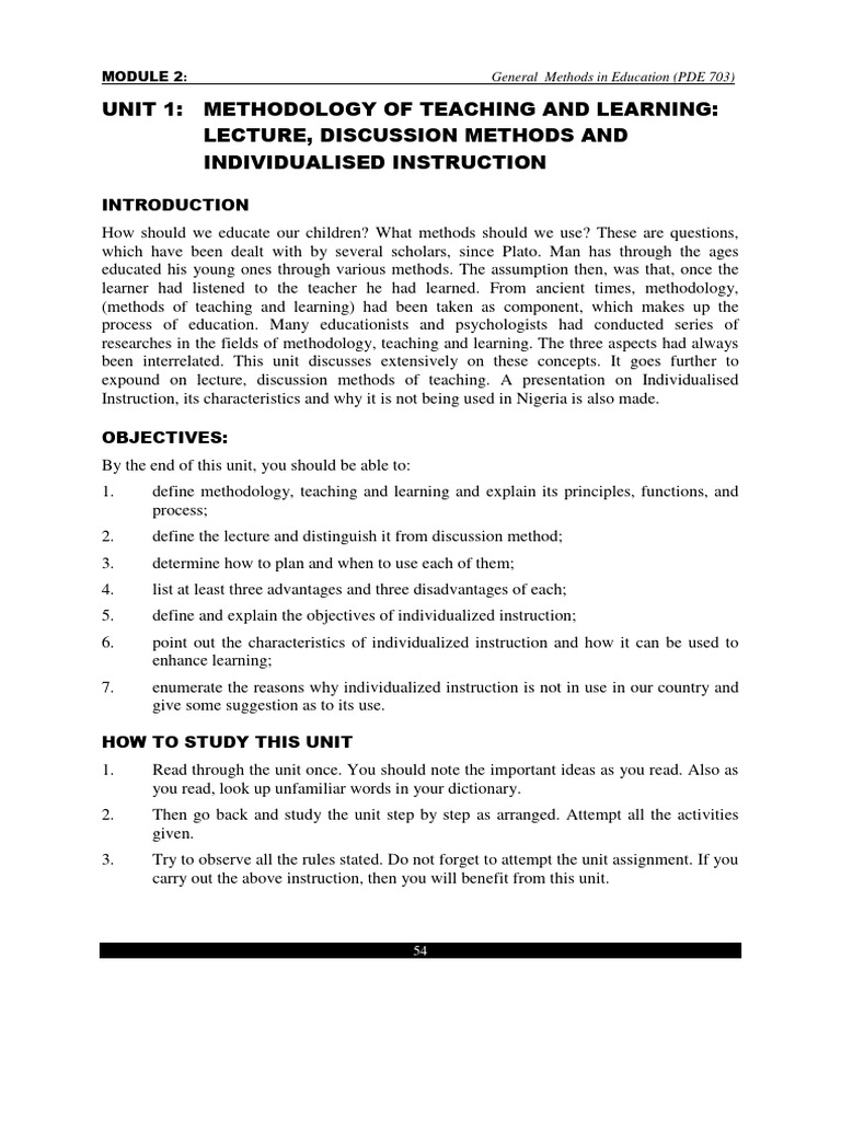 PDE 703 Module 2 - Units 1 - 4 | PDF