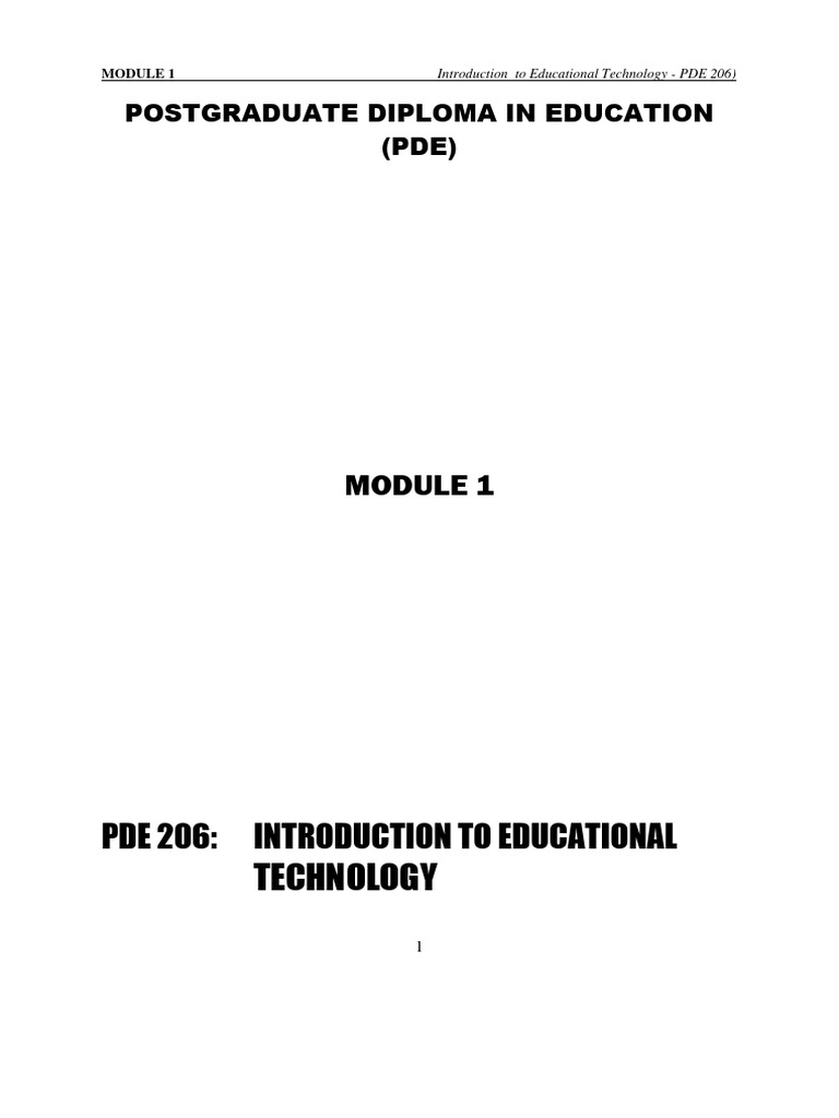 PDE 717 Introduction to Educational Technology Module 1 | PDF
