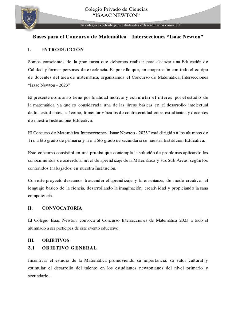 Bases Concurso de Matemática | PDF