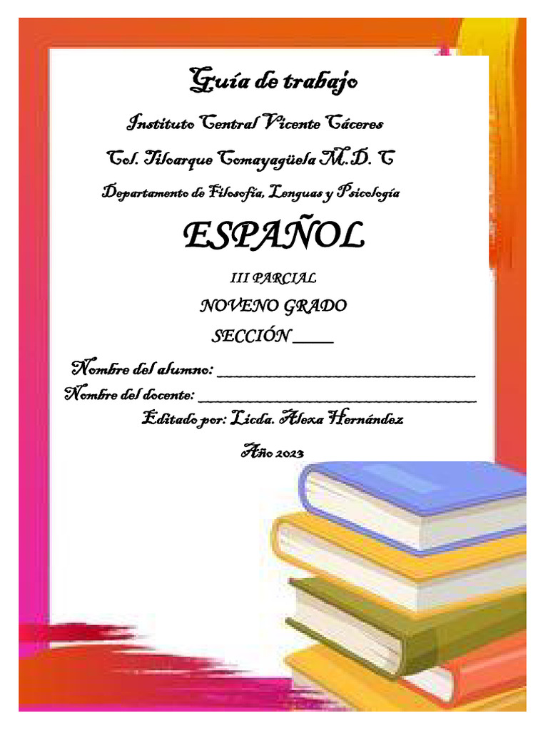 Guia de Español 9no Grado III y IV Parcial 2023 Profe Alexa 2023 | PDF ...