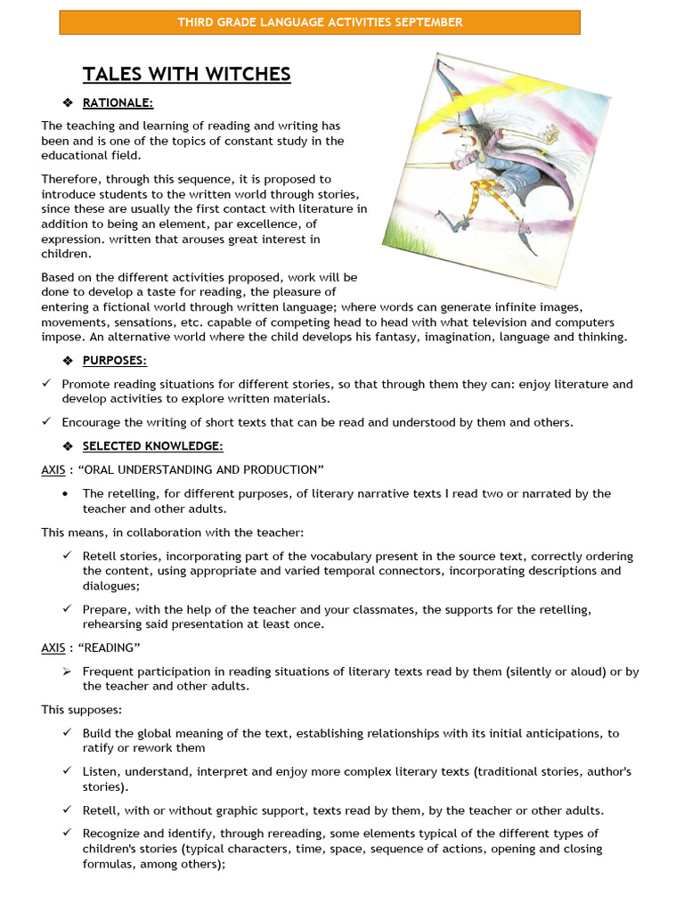 Third Grade Language Activities: Witches | PDF | Language Arts ...