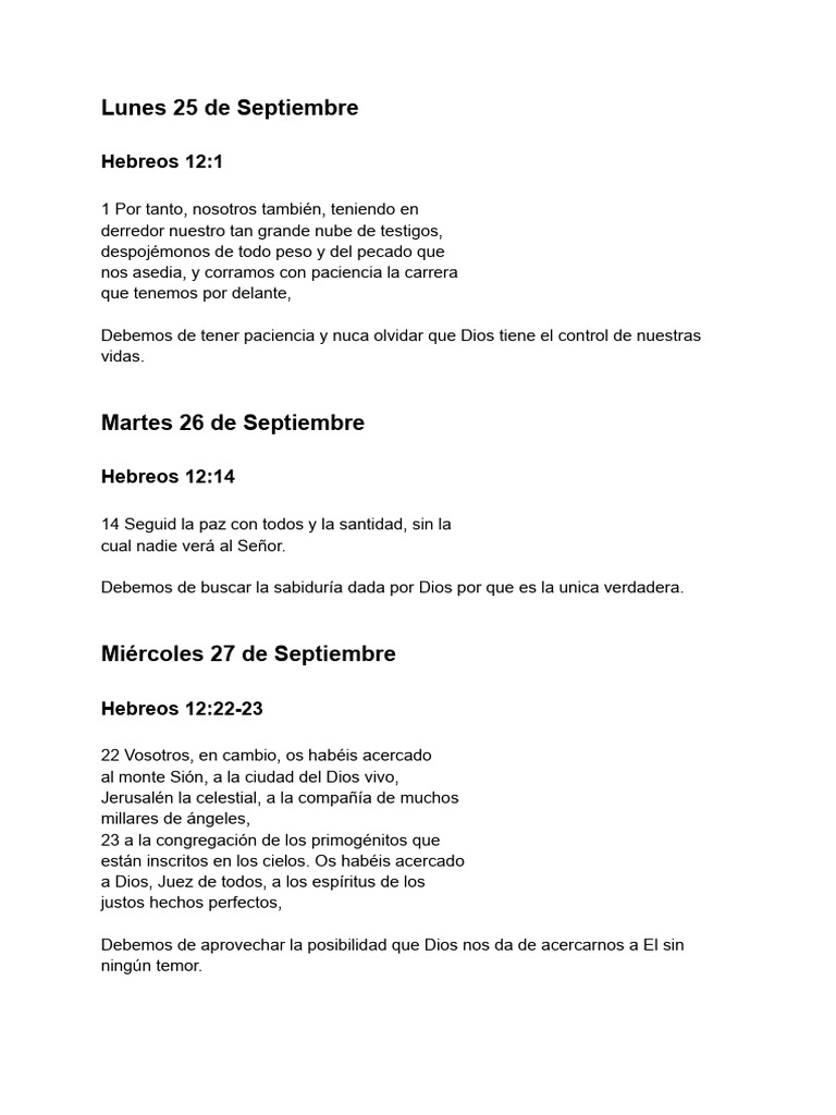 Devocional Del 25 de Septiembre A 1 de Octubre | PDF