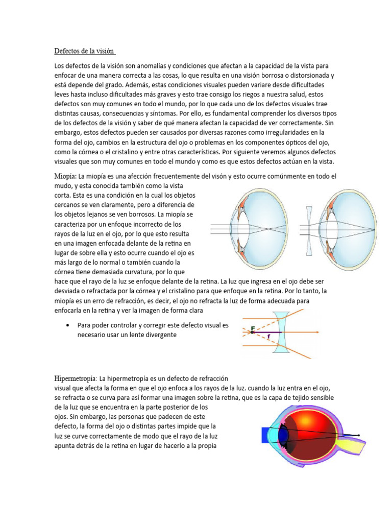 Tipos de defectos de la visión | PDF | Ojo humano | Percepción visual