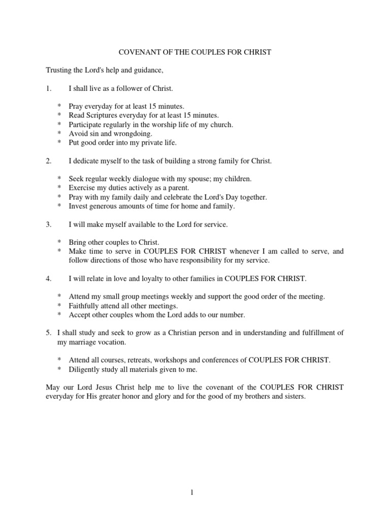 Couples for Christ Covenant Commitment | PDF | Self-Improvement | Lifestyle