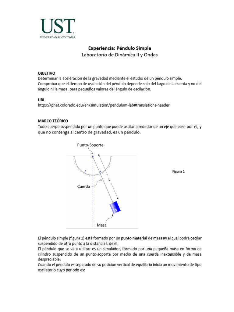 Laboratorio de Dinámica II y Ondas: Experiencia: Péndulo Simple | PDF | Péndulo | Oscilación