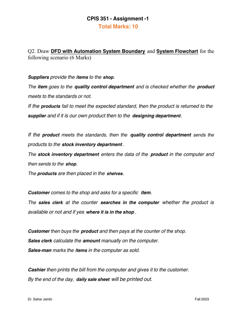 CPIS351 Assignment 1 Fall2023 | PDF