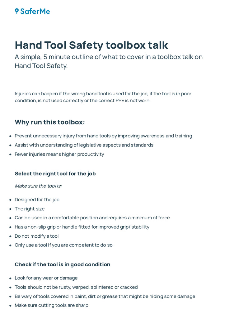 Hand Tool Safety | PDF