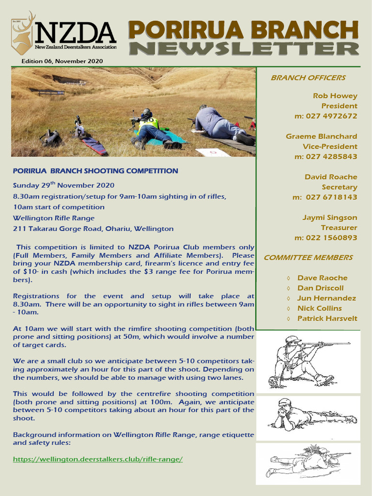NZDA Porirua Newsletter Nov2020 | PDF | Tools | Ballistics