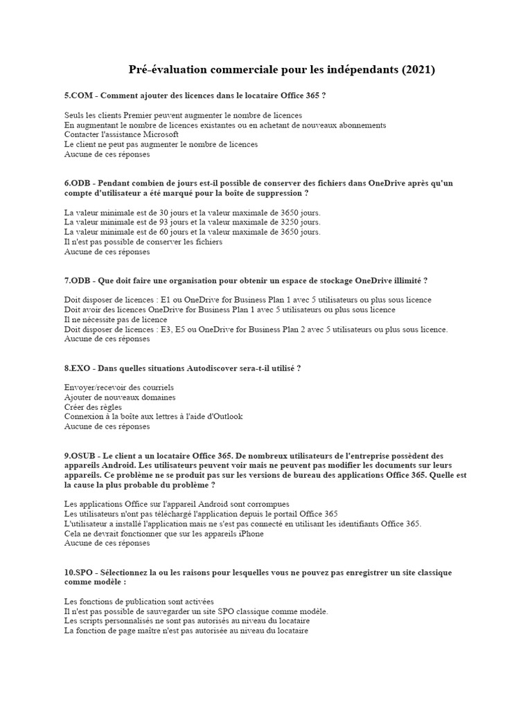 Questions M365 | PDF | Microsoft | Microsoft Office