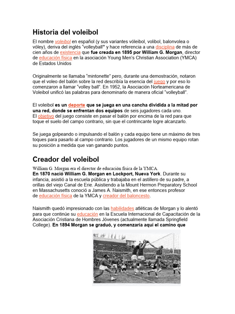 Historia Del Voleibol | PDF | Vóleibol