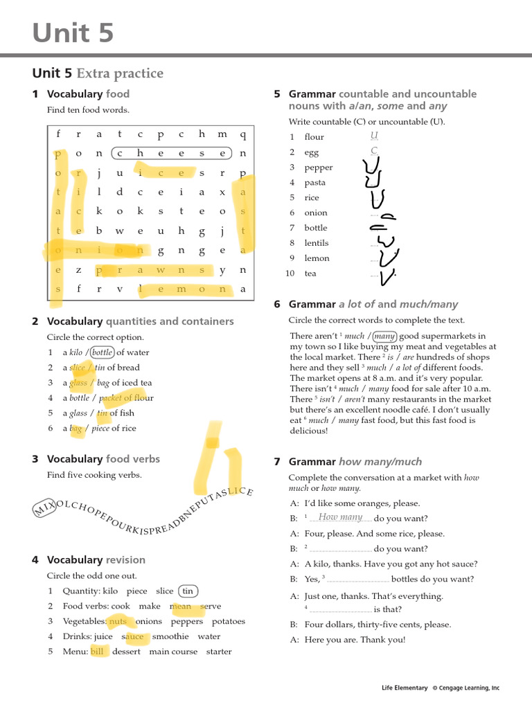 Elem Unit5 Extrapractice Be 0 | PDF | Foods | Western Cuisine
