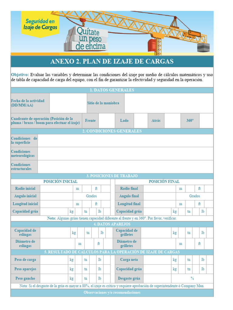 Plan de Izaje de Cargas | PDF