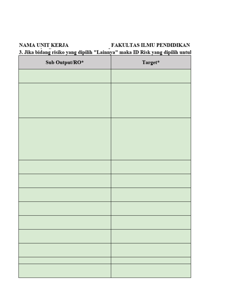 Kertas Kerja Penyusunan Peta Risiko | PDF