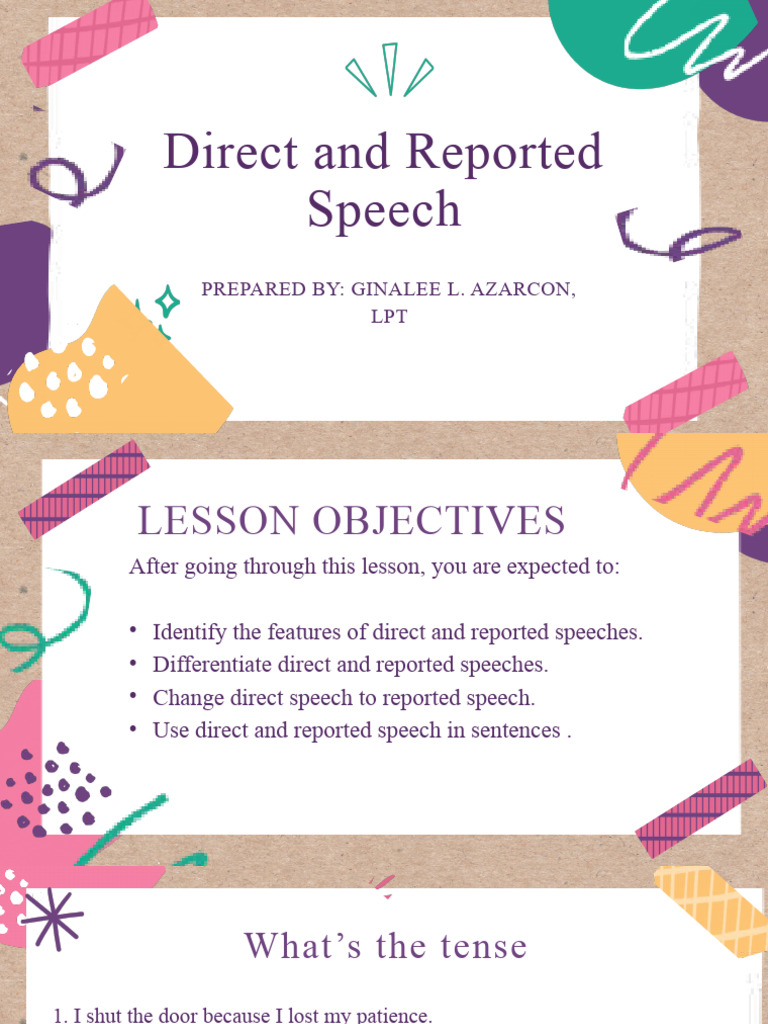 Direct and Reported Speech | PDF | Grammatical Tense | Perfect (Grammar)