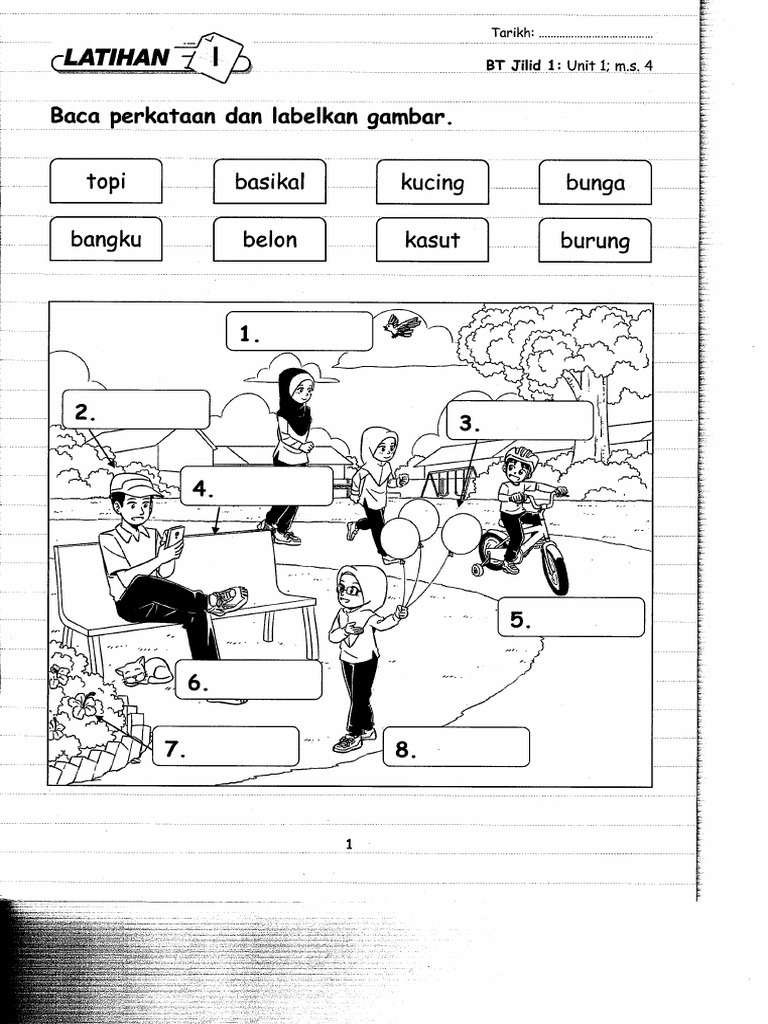 Latihan 1 - Baca Perkataan Dan Label Dengan Betul | PDF