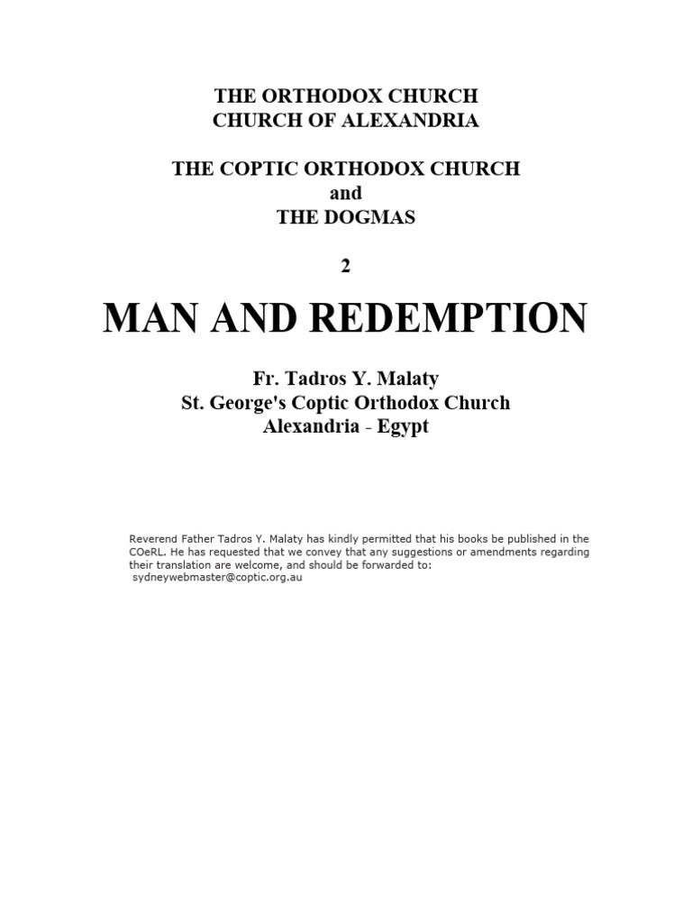 MAN and REDEMPTION - Father Tadros Yacoub Malaty | PDF | Predestination ...