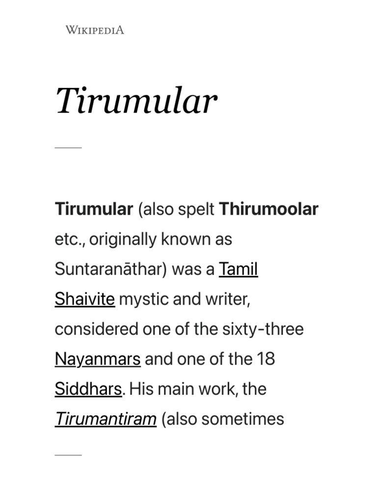 05 Tirumular | PDF | Theistic Indian Philosophy | Hindu Literature