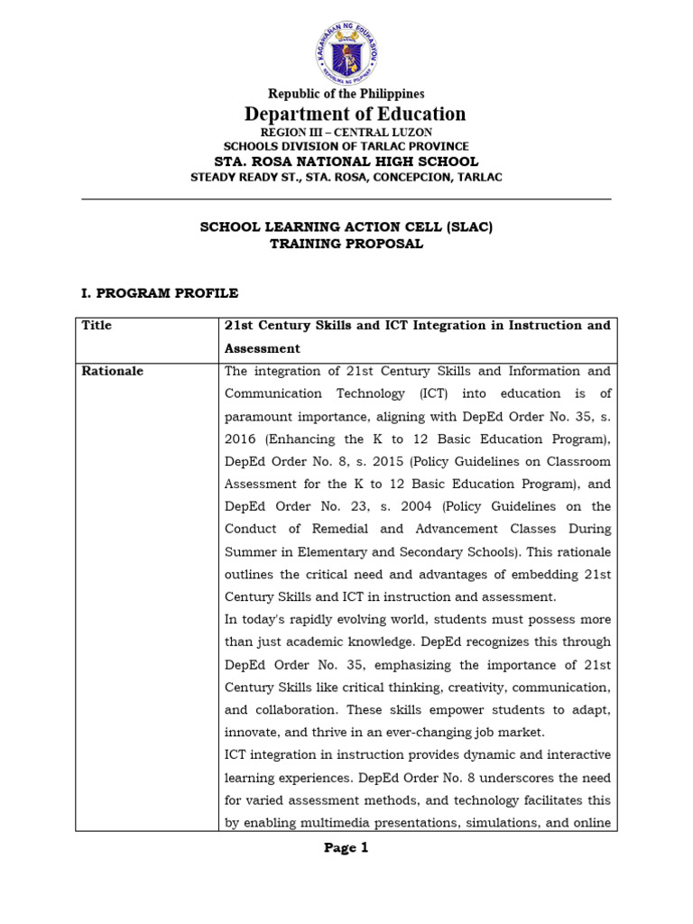 SLAC-Training-Proposal-On-21st Century Skills and ICT Integration in Instruction and Assessment ...