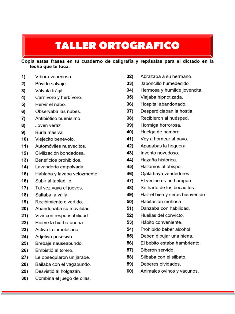 Dictados ortográficos para primaria | PDF