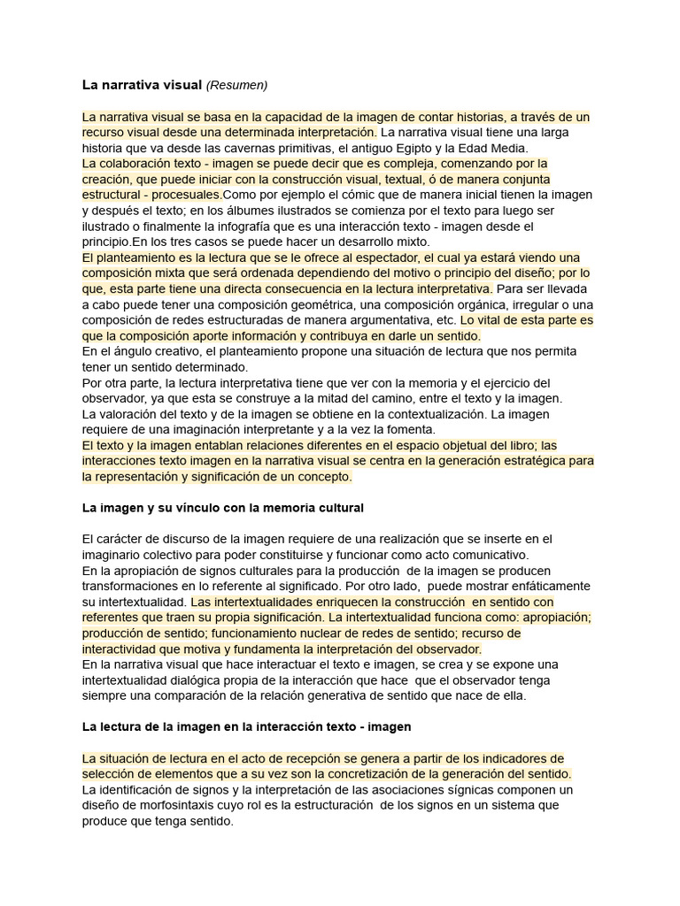 La Narrativa Visual (Resumen) | PDF | Narrativa | Cómics