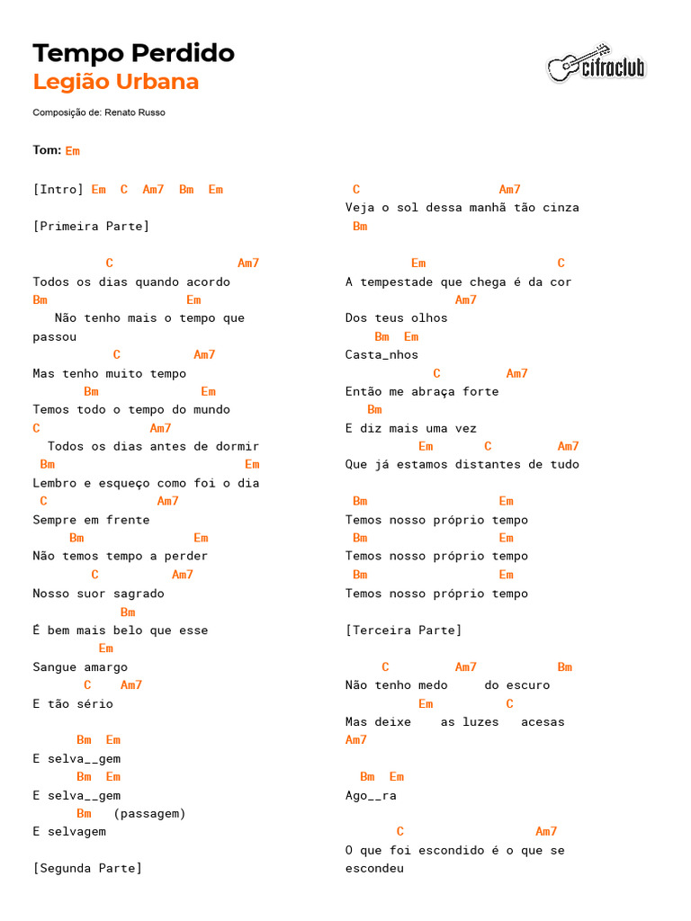 Cifra Club - Legião Urbana - Tempo Perdido | PDF