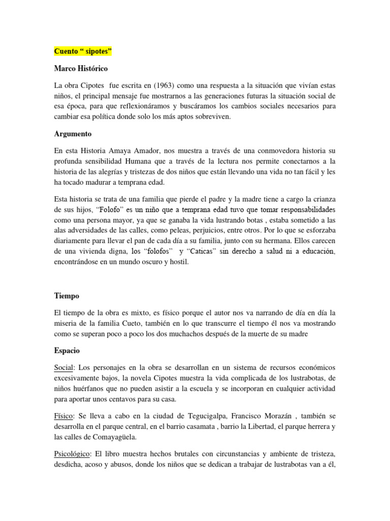 Análisis Cuento Sipotes | PDF | Familia | Abuso infantil