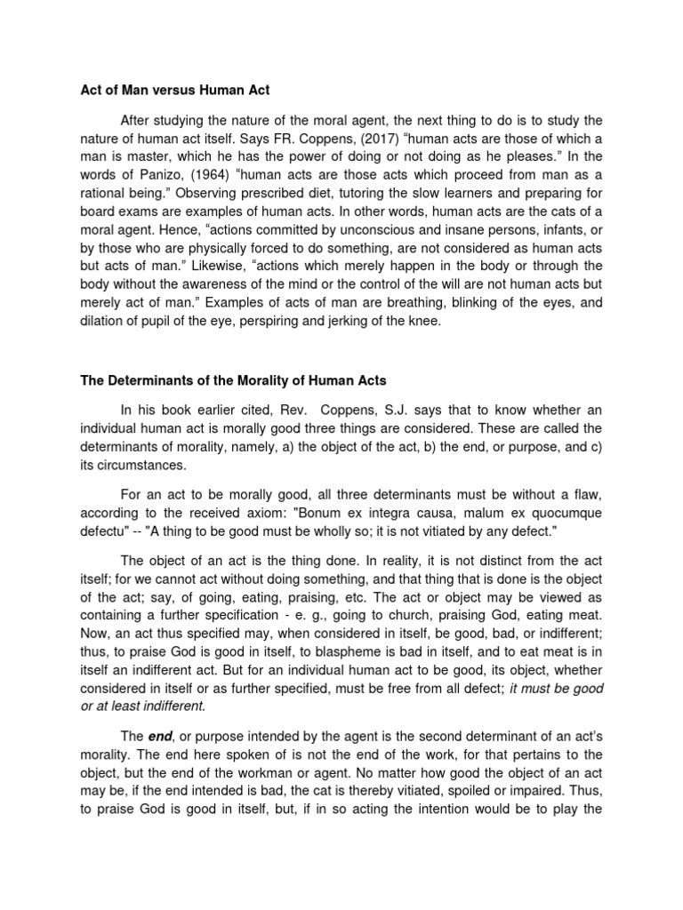 Act of Man Versus Human Act - Midterm | PDF