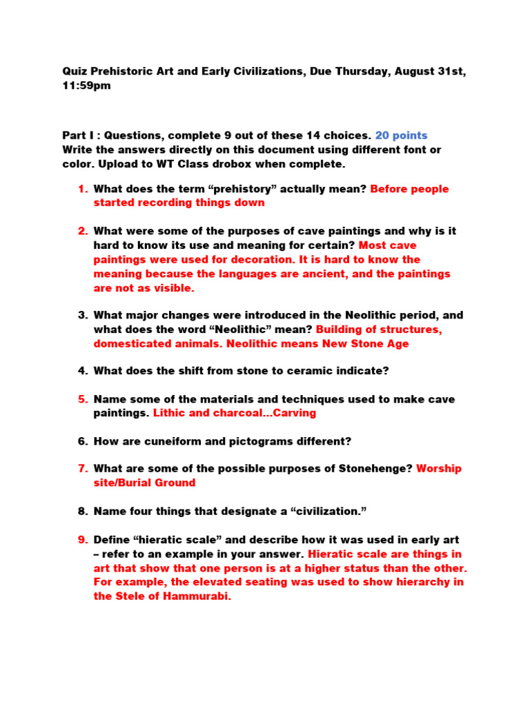 Prehistoric Art Quiz and Analysis | PDF | Anno Domini | Common Era