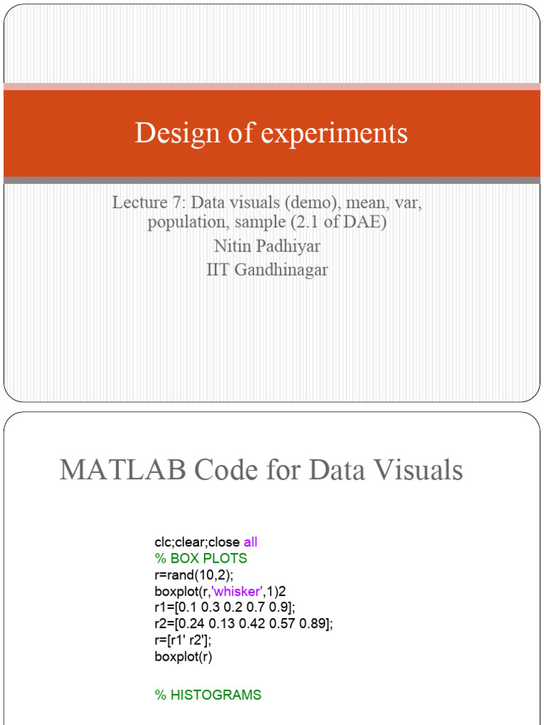 Data Visuals: Mean, Variance, MATLAB | PDF | Teaching Methods & Materials